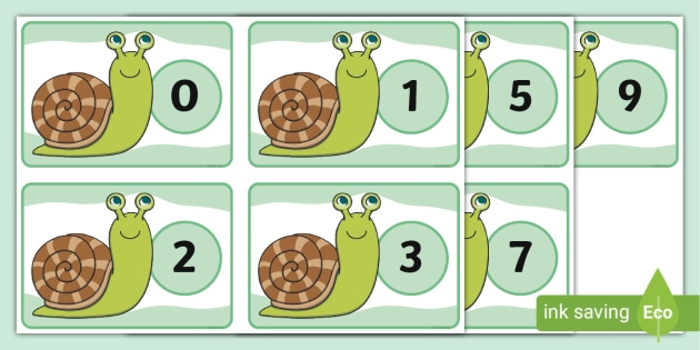 👉 * NEW * Snails Number Cards (0-10) (Teacher-Made)