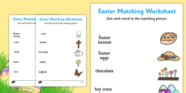 Easter Word and Picture Matching Worksheet