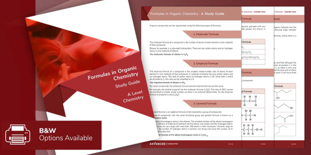 Formulas in Organic Chemistry: Study Guide | A Level |Beyond