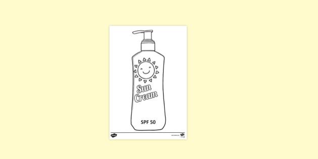FREE! - Sun Cream Colouring Sheet | Colouring Sheets | Twinkl