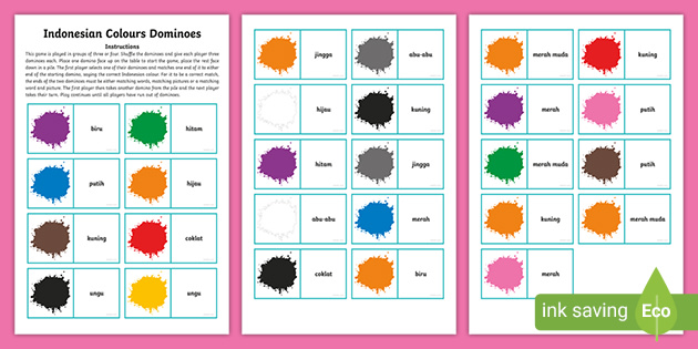 Colour Dominoes Indonesian (teacher made)