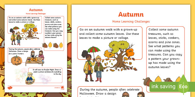 EYFS Autumn Home Learning Challenge Sheet Nursery FS1
