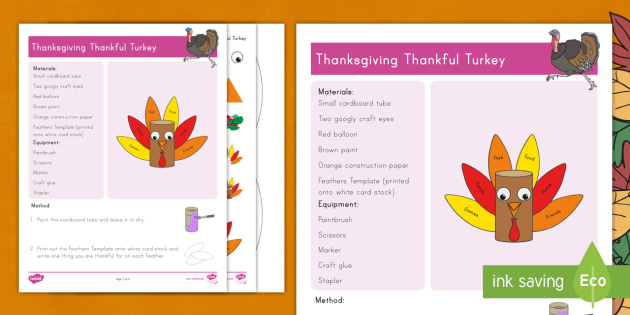 Thanksgiving Thankful Turkey Craft Instructions