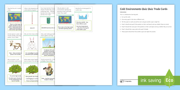 Cold Environments: Quiz Quiz Trade Cards