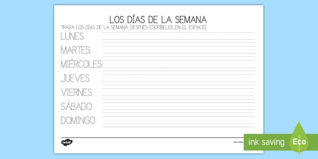 Ficha de formación de letras: Los días de la semana