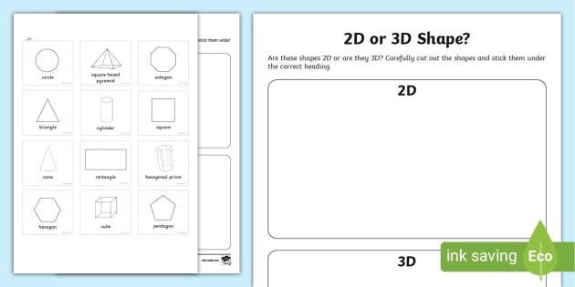 👉 2D or 3D Shape? Sorting Activity (teacher made)