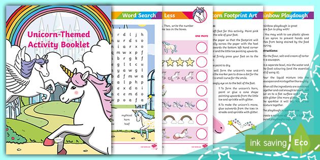 Unicorn-Themed Activity Booklet