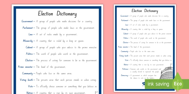 Election Dictionary Display Poster