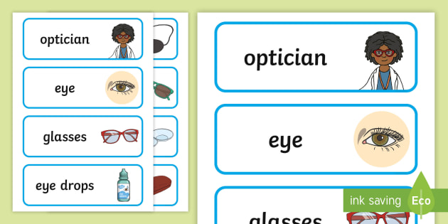 Opticians Role Play Word Cards