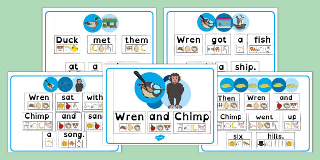 Wren & Chimp Digraph and Silent Letter Decodable Cut & Paste