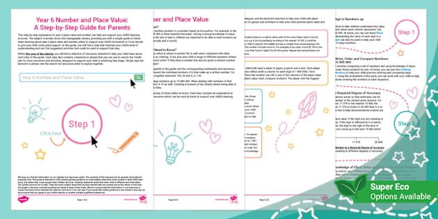 Number and Place Value Parent Guide and Activity Ideas - Year 6 Subject