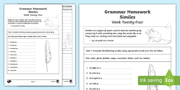 Grammar Homework Week Twenty-Four (teacher made)