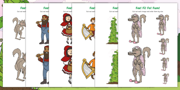 Fee! Fi! Fo! Fum! Size Ordering (teacher made)