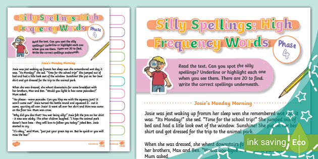 Silly Spellings: High Frequency Words Phase 4 (Ages 5 - 7)