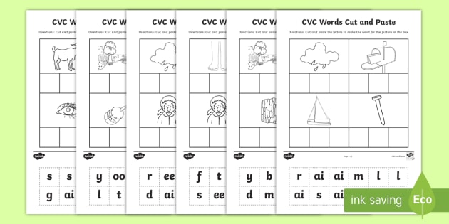 Phase 3 to 5 CVC Words Cut and Paste Activity - phase 3, Phase