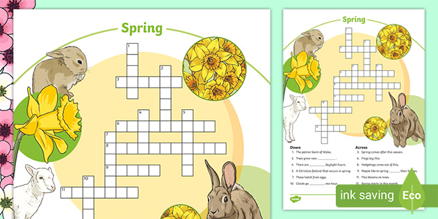 Free Printable Spring Crossword Puzzles For Adults