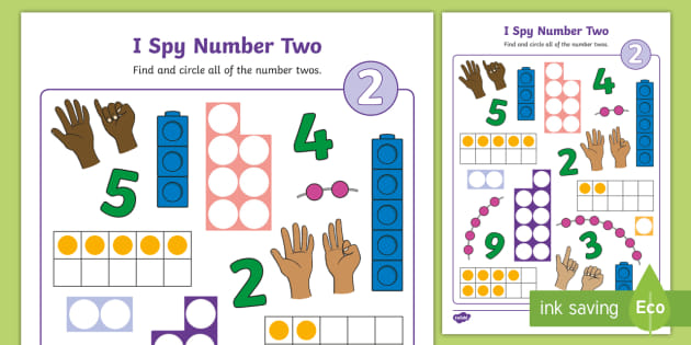 I Spy Number 2 Worksheet (teacher made)