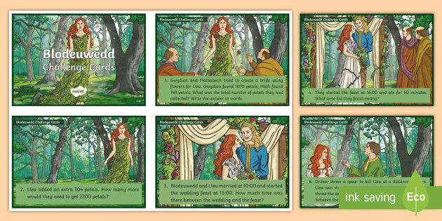 Welsh Myths and Legends: Blodeuwedd Maths Challenge Cards