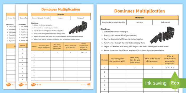 Dominoes Multiplication Differentiated Activity