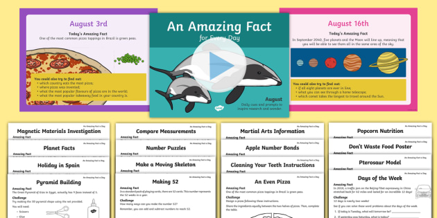August Amazing Fact a Day Activity Pack (teacher made)