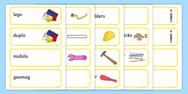 FREE! - Yellow Themed Editable Construction Area Resource Labels