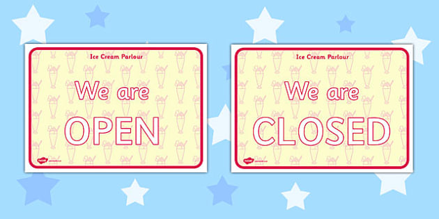 Ice Cream Parlour Open Closed Signs - ice cream parlour, open