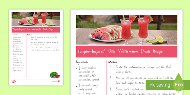 Tongan Inspired Otai Recipe (teacher made)