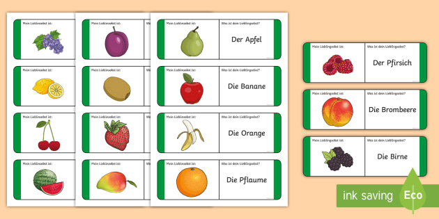 Fruit Loop Cards German (teacher made)
