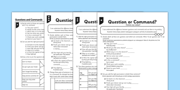 Question or Command Differentiated Worksheet / Worksheets Polish ...