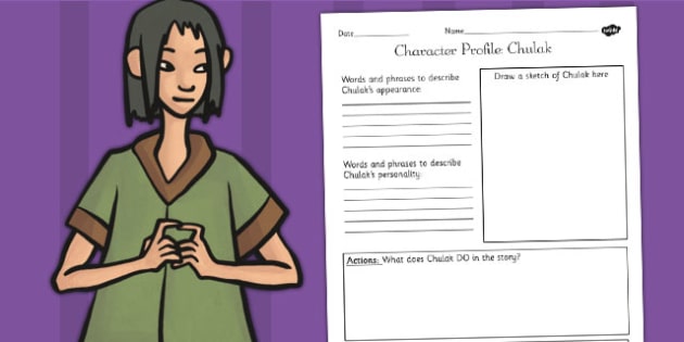 The Firework Maker's Daughter Chulak Character Profile Worksheet