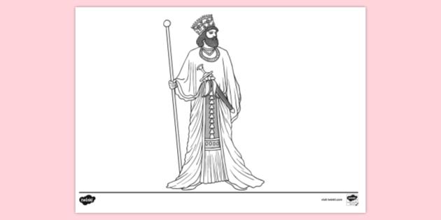 FREE! - King Darius Colouring Sheet | Twinkl Resources