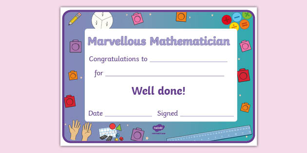 Certificate - Maths-Themed - Editable - Primary Resources