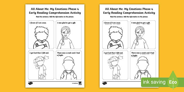 Phase 4 My Emotions EYFS Reading Comprehension Activity