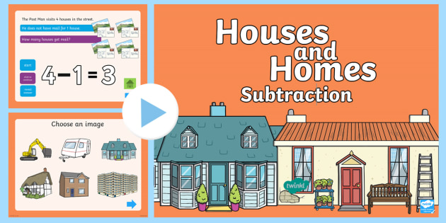 * NEW * Houses and Homes Themed Subtraction PowerPoint