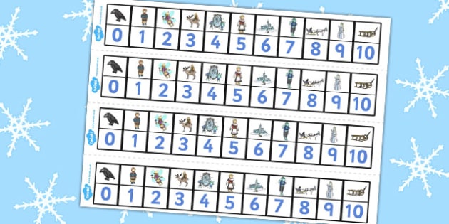 FREE! - The Snow Queen Number Track 1-10 (teacher made)