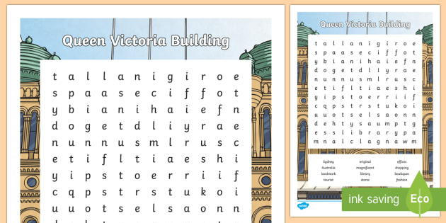 Sydney Queen Victoria Building Word Search-Australia