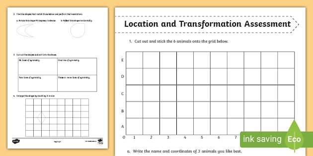 Year 5 Location and Transformation Assessment Sheet