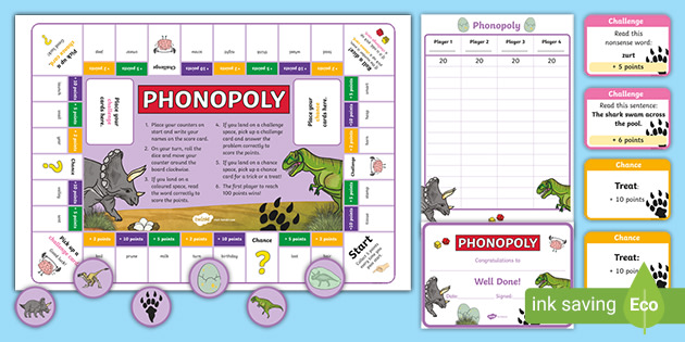 Phonopoly Game - Dinosaur Race Game (teacher made)