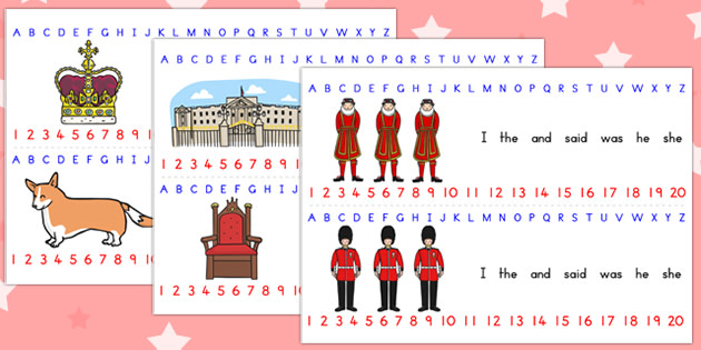 Royal Family Combined Number Alphabet Strips