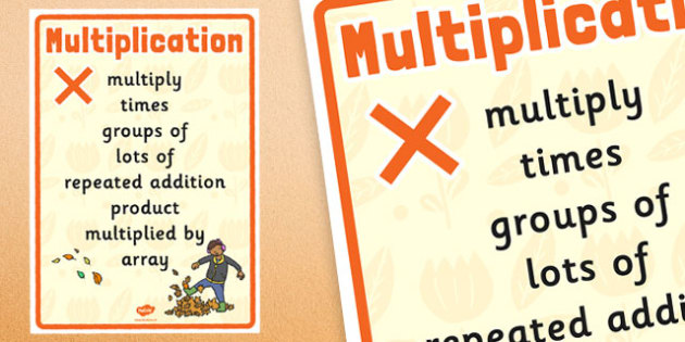 Autumn Themed Multiplication Vocabulary Display Poster
