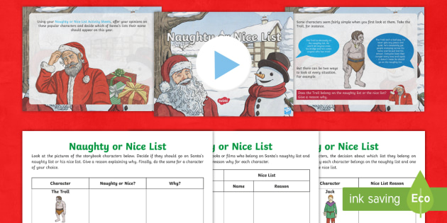 KS2 Naughty and Nice List Activity Pack