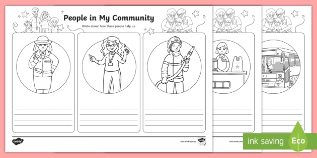 People in My Community Description Worksheet (teacher made)