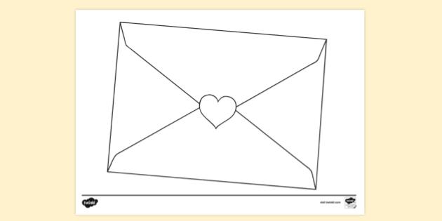 FREE! - Envelope With Heart Colouring | Colouring Sheets