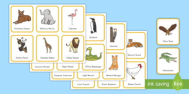 Animal Classroom Jobs Rectangle Cards (teacher made)