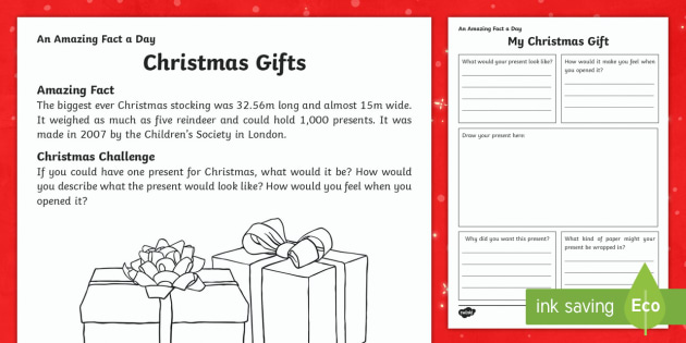 Christmas Gift Worksheet / Worksheet (teacher made)