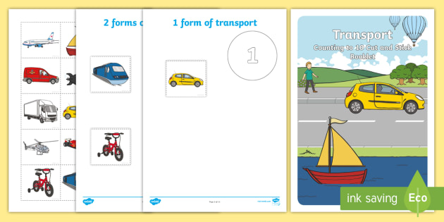 Transport Counting to 10 Cut and Paste Booklet