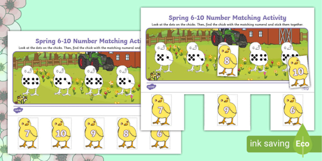 Spring 6-10 Number Matching Activity (Teacher-Made)