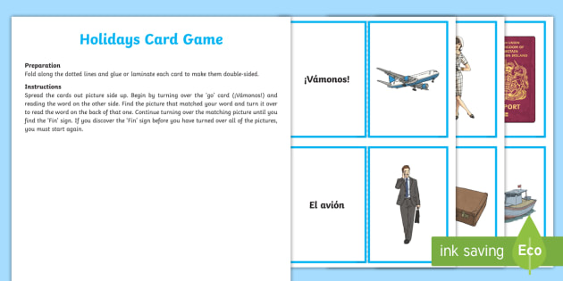 Holidays Card Game - Spanish (teacher made)