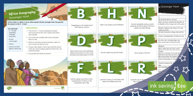 Africa Geography Scavenger Hunt (teacher made)