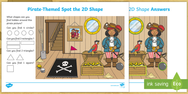 * NEW * Pirate-Themed Spot the 2D Shape Activity - EYFS, Early Years, KS1
